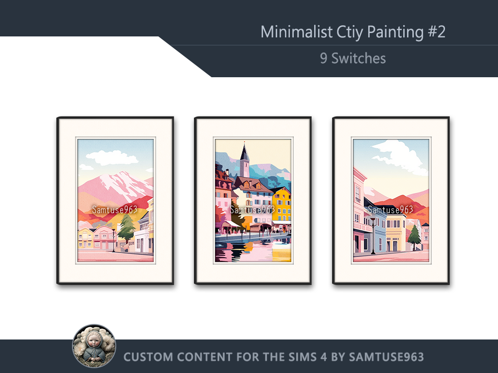 Minimalist City Painting #2 Sellable Extra A Samtuse963 - The Sims 4 Build / Buy - CurseForge