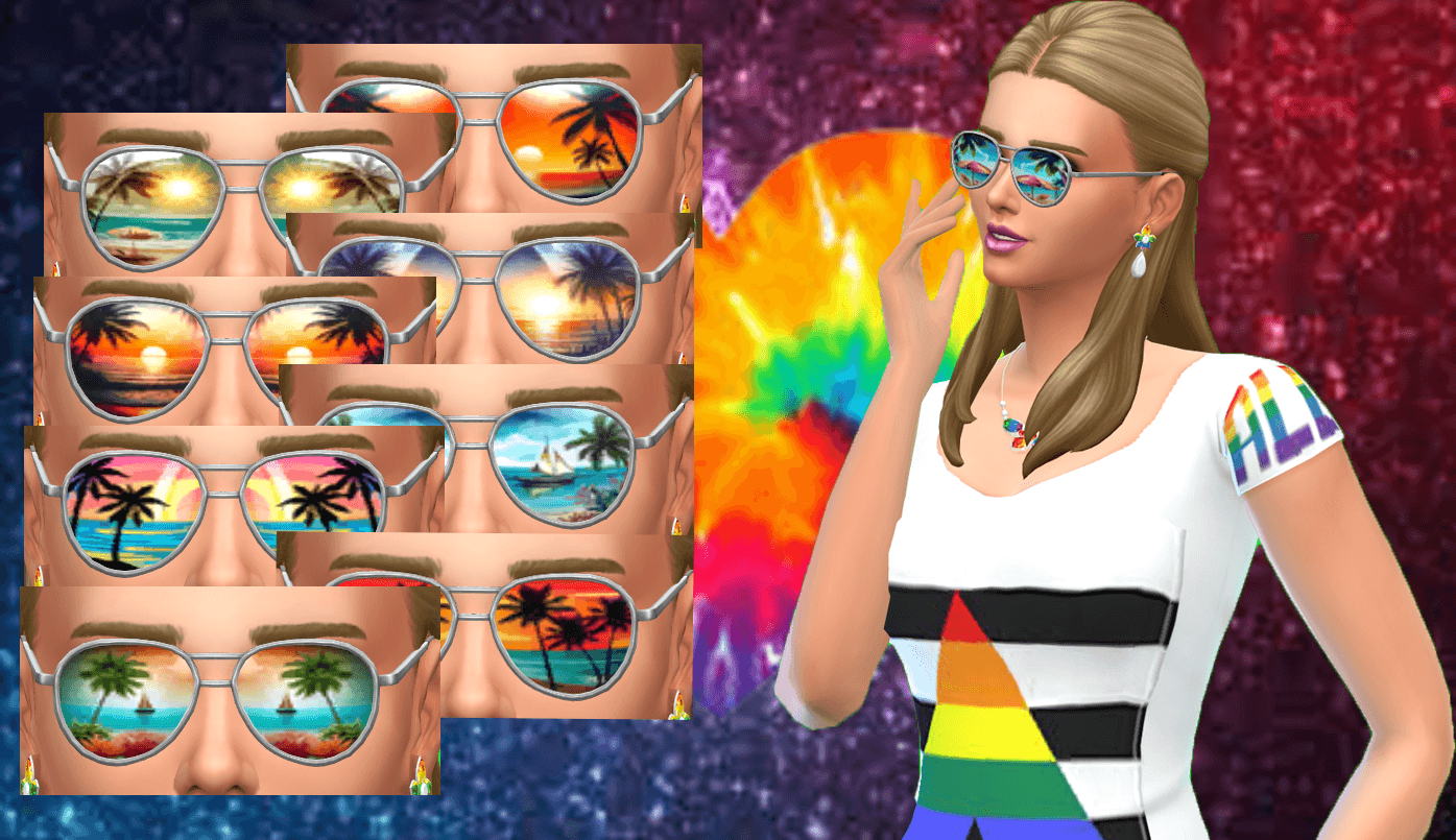 Beachy Aviator Sunglasses, Gold and Silver - Gallery - The Sims 4 ...