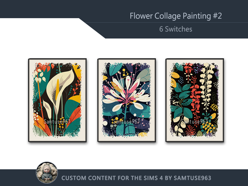 Flower Collage Painting #2 Sellable Extra A Samtuse963 - The Sims 4 Build / Buy - CurseForge