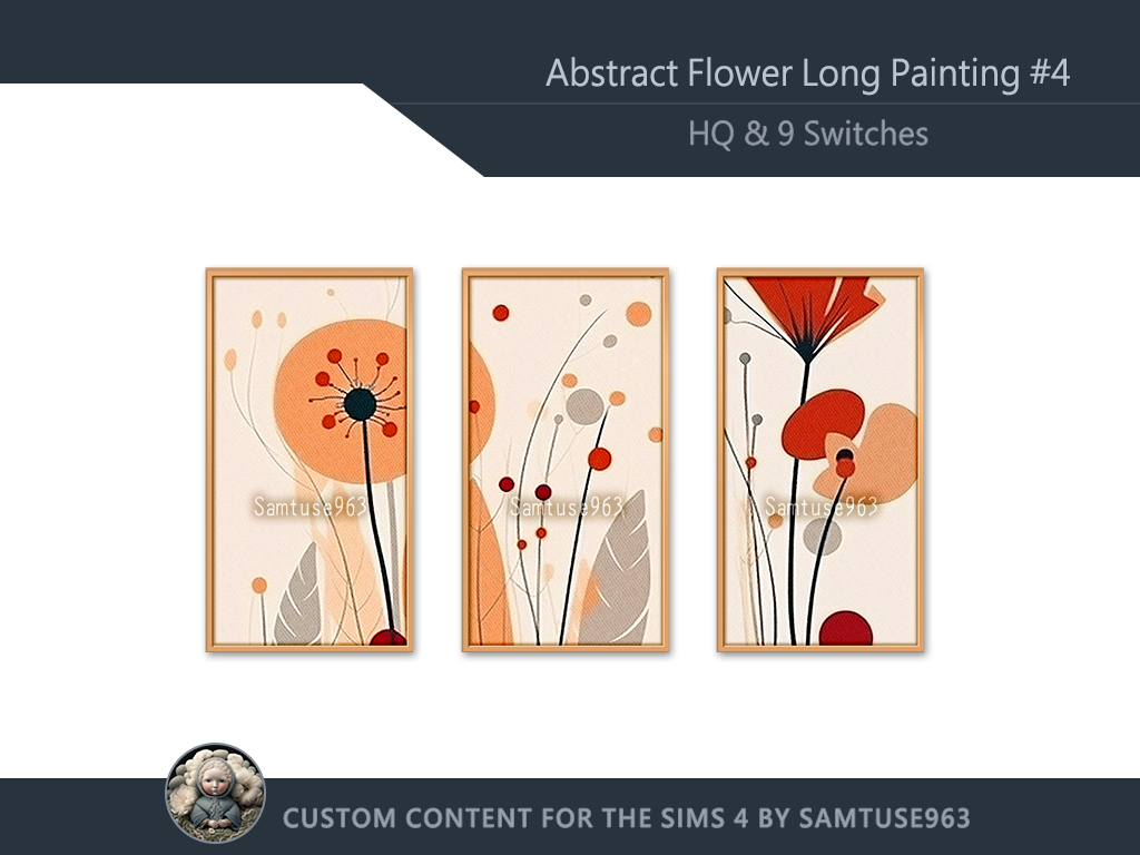 HQ Abstract Flower Long Painting #4 Sellable Extra D Samtuse963 - The Sims 4 Build / Buy ...