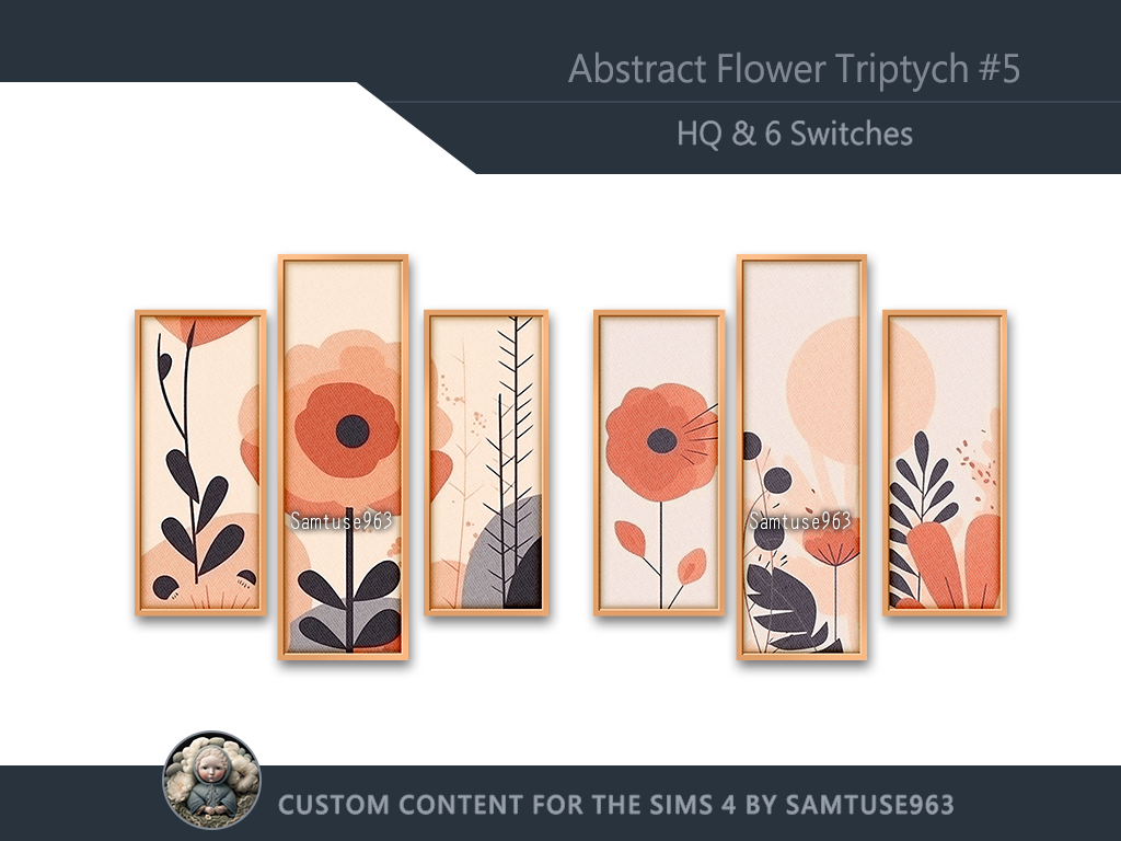 HQ Abstract Flower Triptych #5 Sellable Extra B Samtuse963 - Gallery - The Sims 4 Build / Buy ...