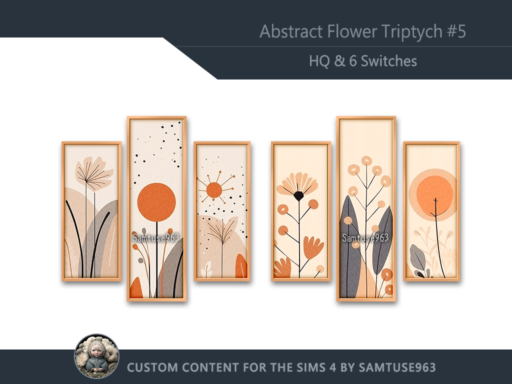 HQ Abstract Flower Triptych #5 Sellable Extra B Samtuse963 - The Sims 4 Build / Buy - CurseForge