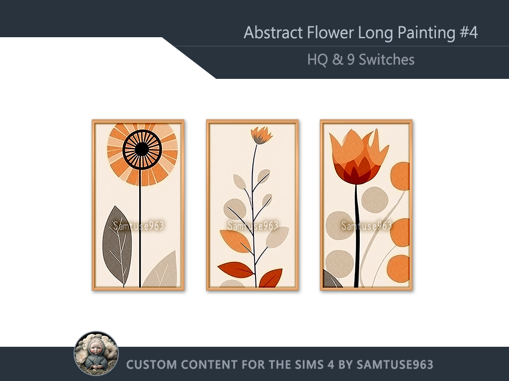 HQ Abstract Flower Long Painting #4 Sellable Extra D Samtuse963 - The Sims 4 Build / Buy ...