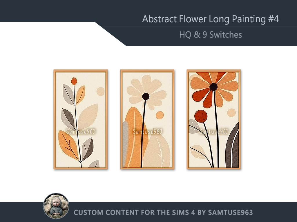 HQ Abstract Flower Long Painting #4 Sellable Extra D Samtuse963 - The Sims 4 Build / Buy ...