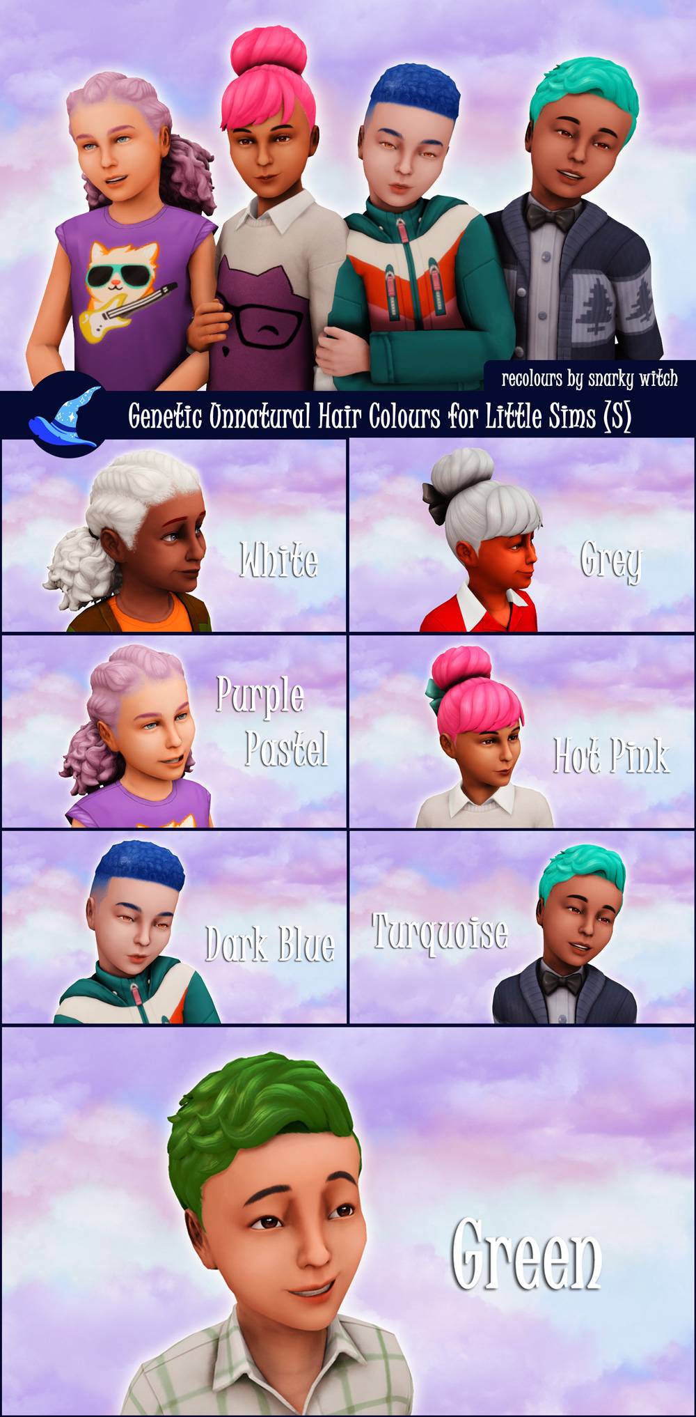 Genetic Unnatural Hair Colours for Little Sims (S) - The Sims 4 Create ...