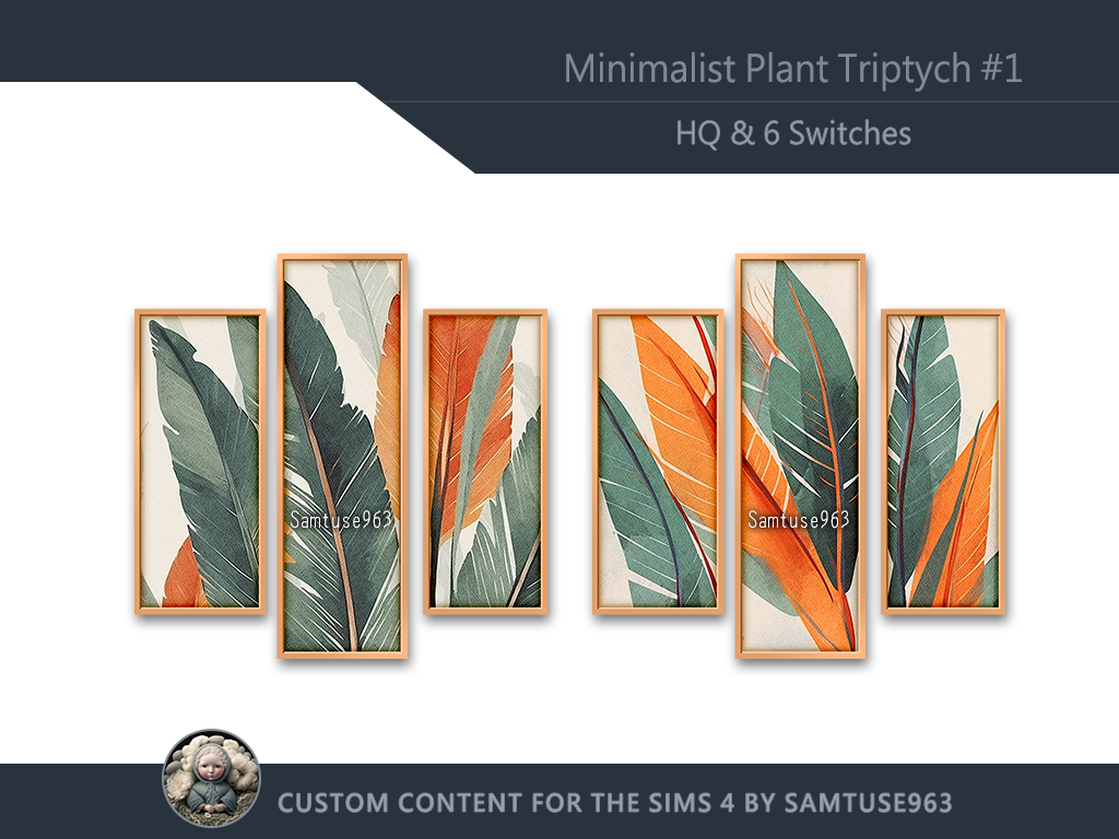 HQ Minimalist Plant Triptych #1 Sellable Extra B Samtuse963 - The Sims 4 Build / Buy - CurseForge
