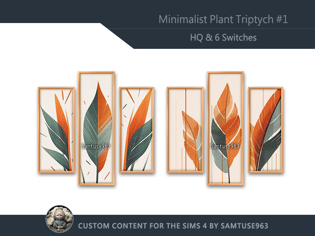 HQ Minimalist Plant Triptych #1 Sellable Extra B Samtuse963 - The Sims 4 Build / Buy - CurseForge
