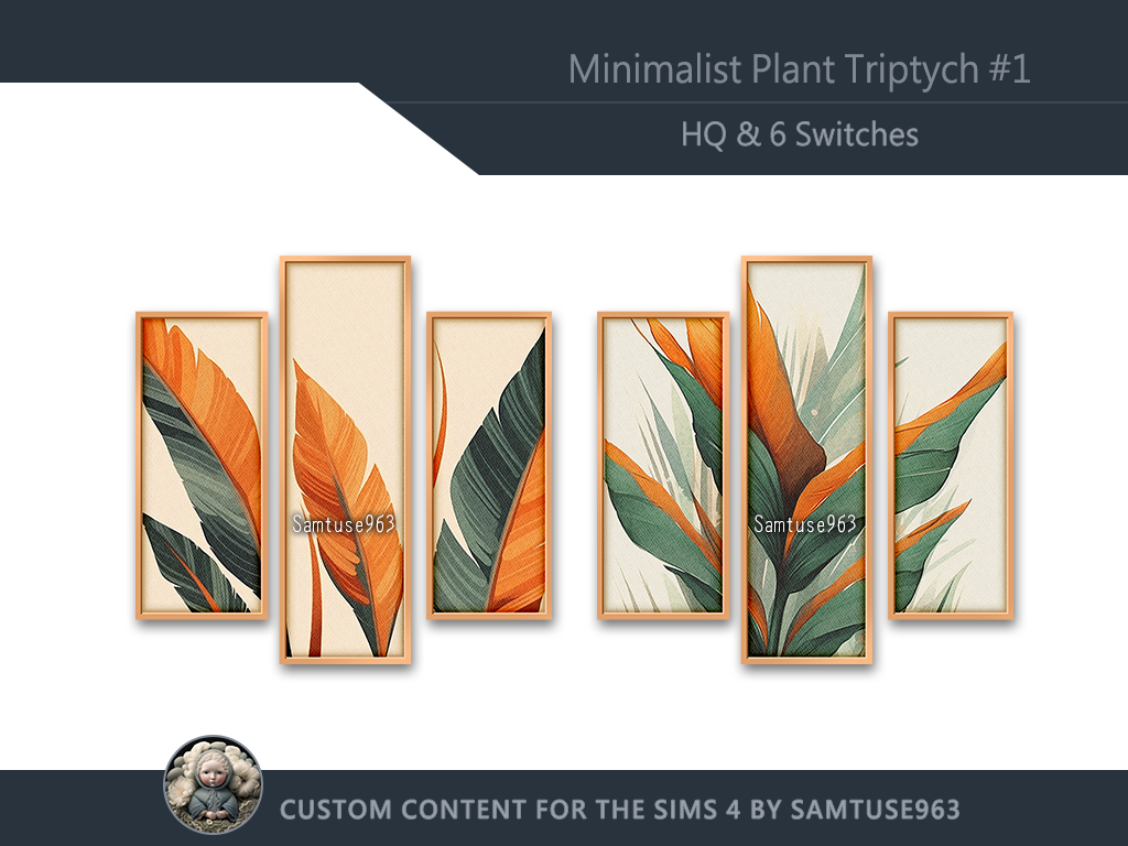 HQ Minimalist Plant Triptych #1 Sellable Extra B Samtuse963 - The Sims 4 Build / Buy - CurseForge