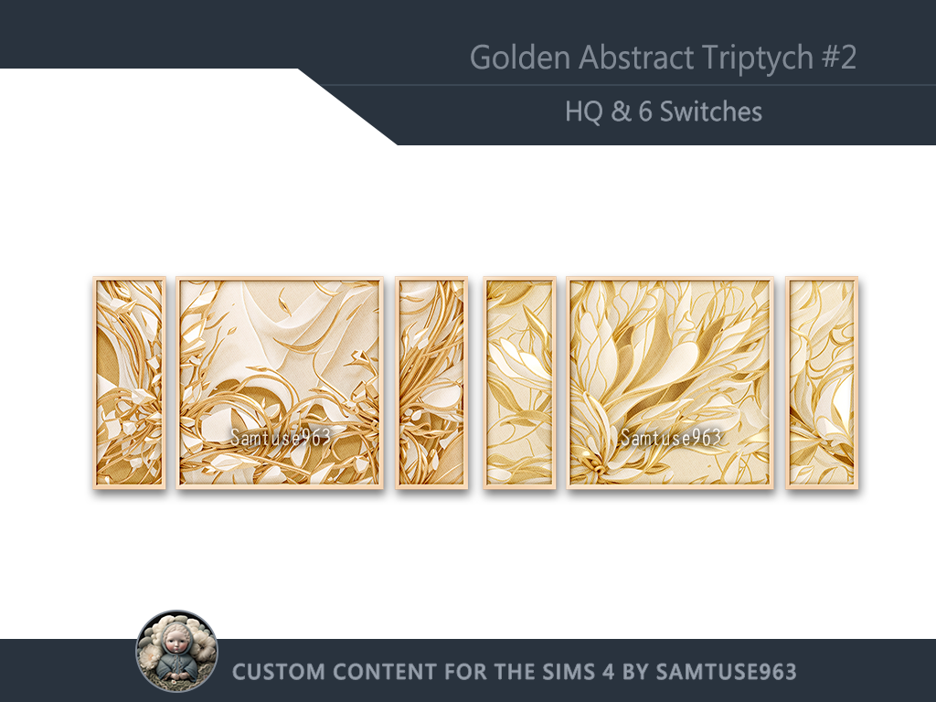 HQ Golden Abstract Triptych #2 Sellable Extra E Samtuse963 - The Sims 4 Build / Buy - CurseForge