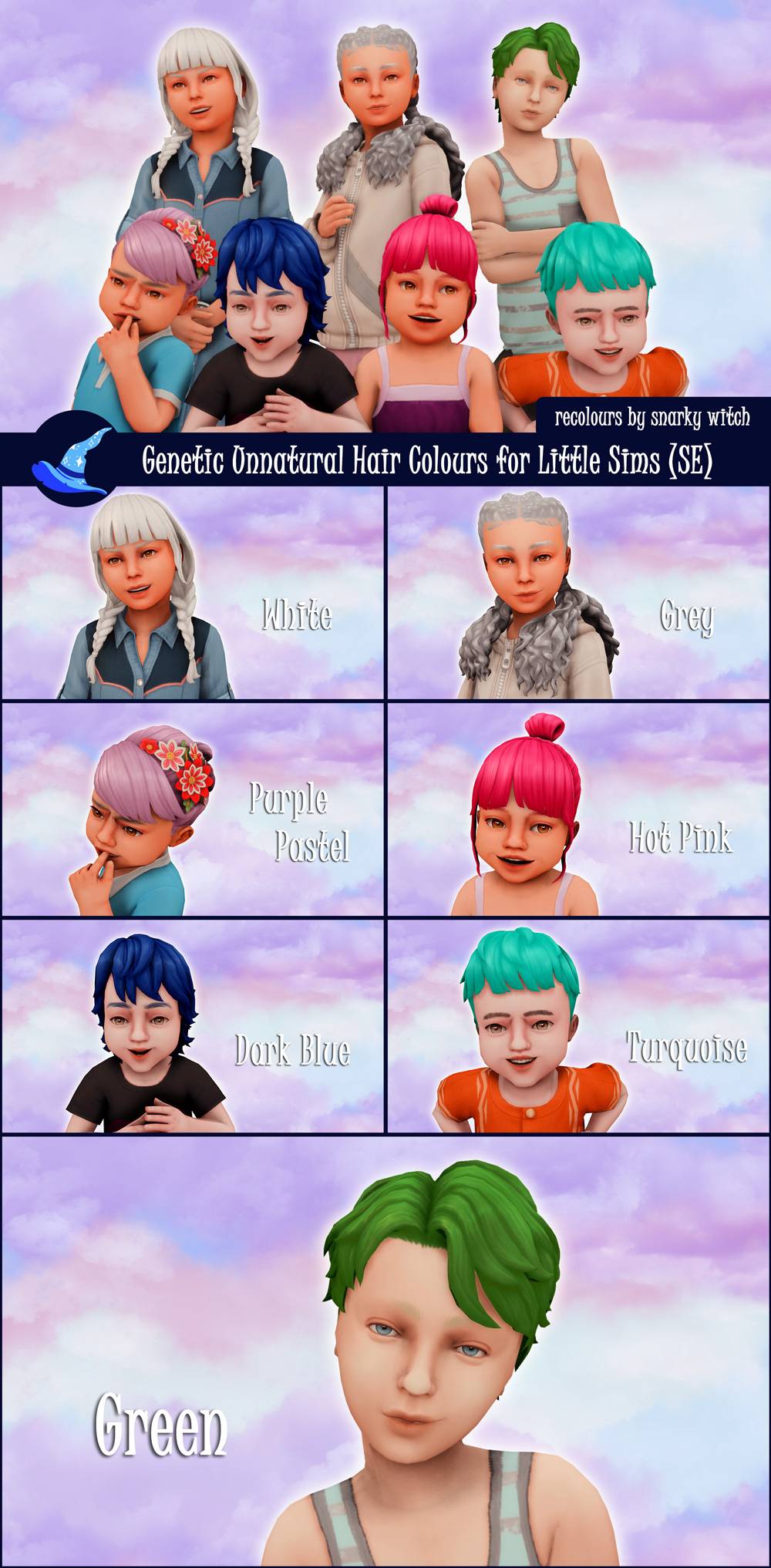 Genetic Unnatural Hair Colours for Little Sims (SE) - The Sims 4 Create ...
