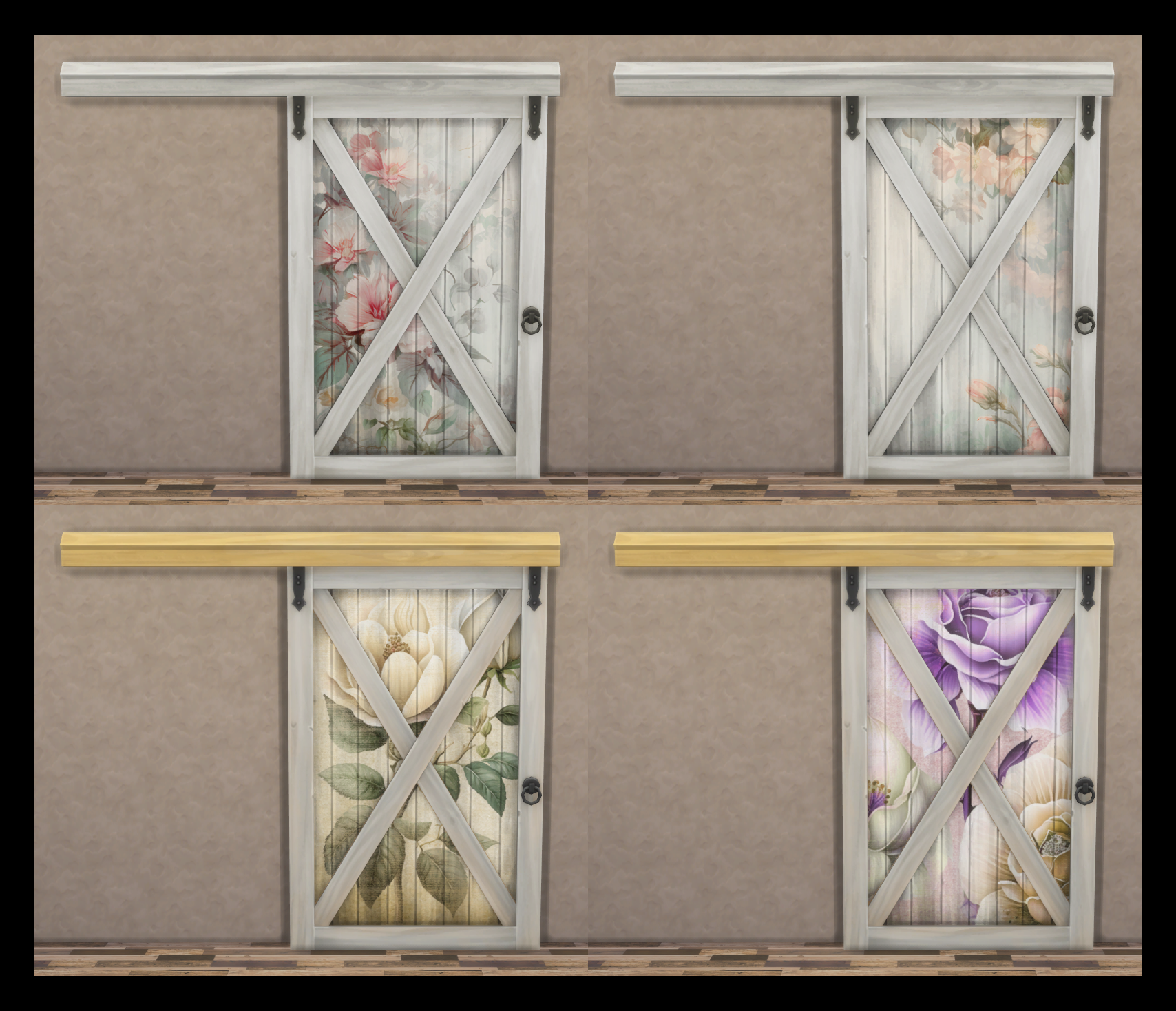Sliding Barn Door - Floral Recolours - Gallery - The Sims 4 Build / Buy ...