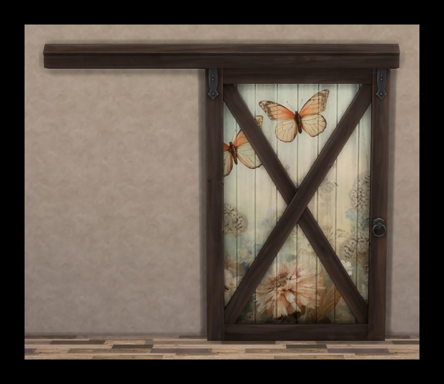 Sliding Barn Door - Floral Recolours - Gallery - The Sims 4 Build / Buy ...