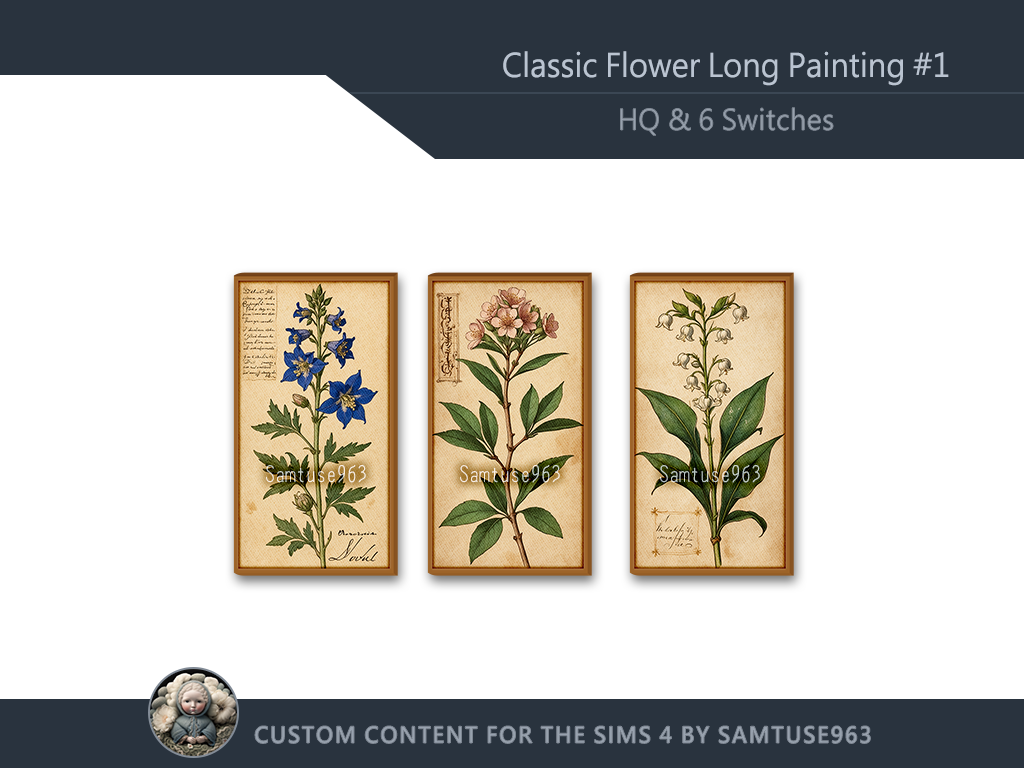 HQ Classic Flower Long Painting #1 Sellable Extra D Samtuse963 - The Sims 4 Build / Buy - CurseForge