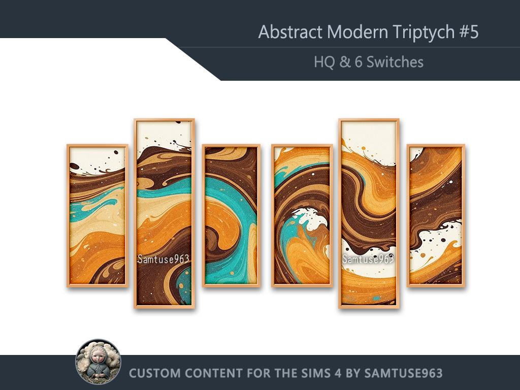 HQ Abstract Modern Triptych #5 Sellable Extra B Samtuse963 - The Sims 4 Build / Buy - CurseForge