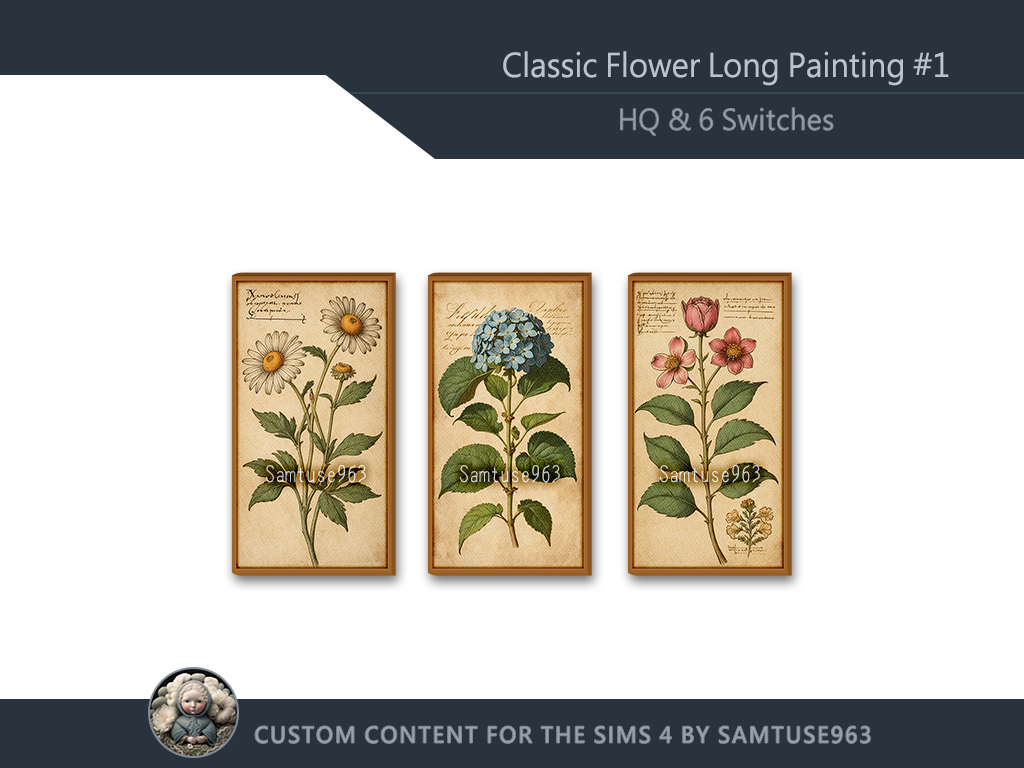 HQ Classic Flower Long Painting #1 Sellable Extra D Samtuse963 - The Sims 4 Build / Buy - CurseForge