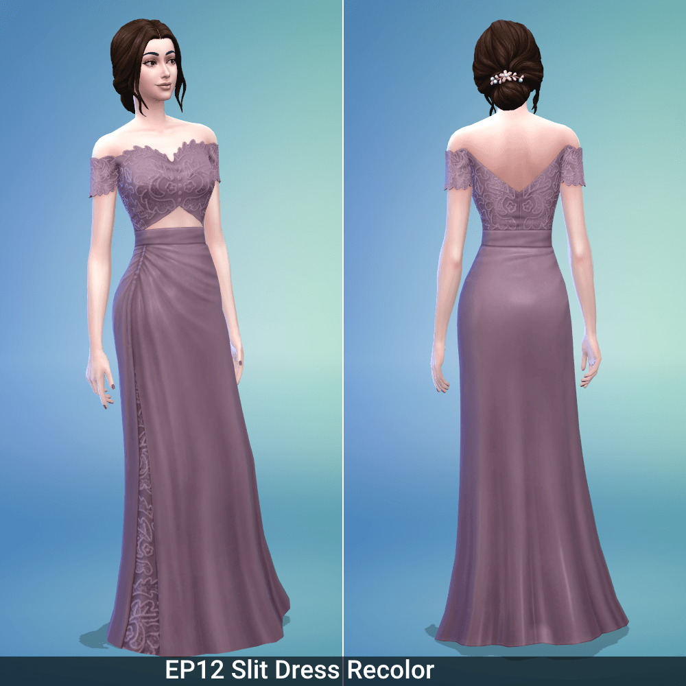EP12 Slit Dress Recolor Plain Сolors - Gallery - The Sims 4 Create a ...