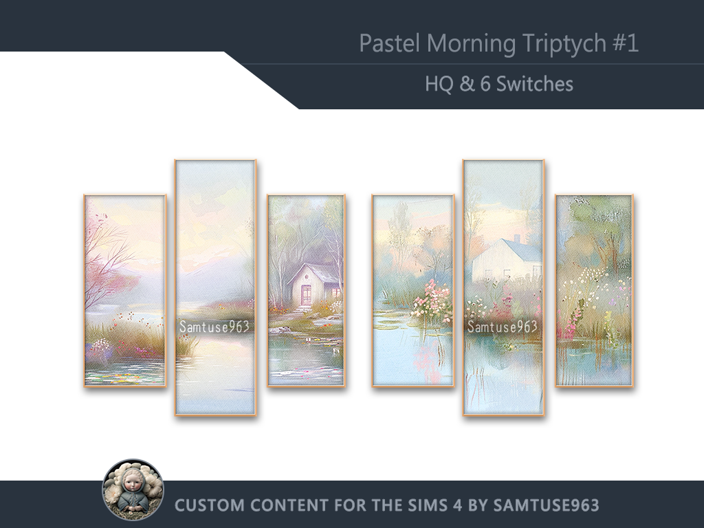 HQ Pastel Morning Triptych #1 Sellable Extra B Samtuse963 - The Sims 4 Build / Buy - CurseForge