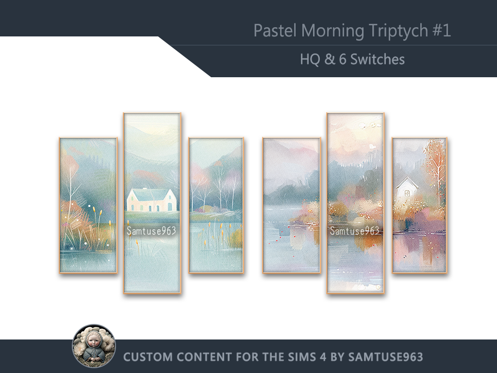 HQ Pastel Morning Triptych #1 Sellable Extra B Samtuse963 - The Sims 4 Build / Buy - CurseForge