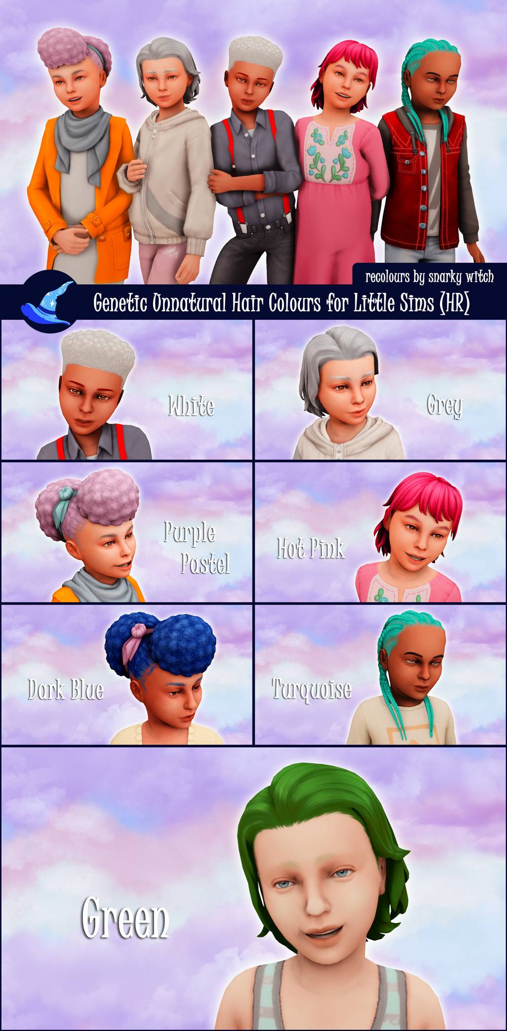 Genetic Unnatural Hair Colours for Little Sims (HR) - The Sims 4 Create ...