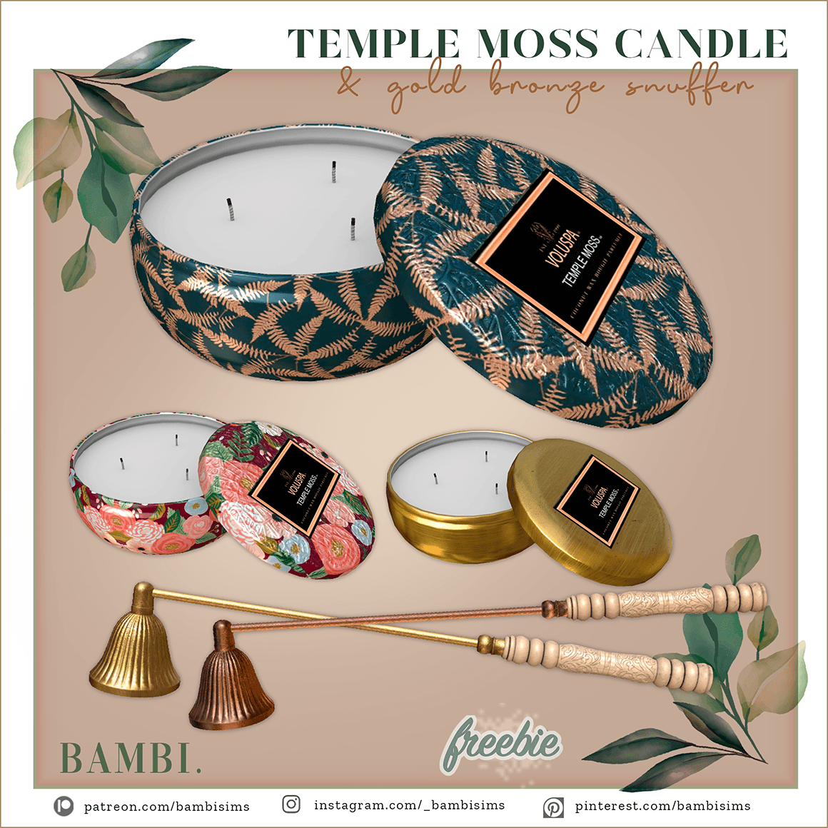 Temple Moss Candle and Gold Brass Candle Snuffer - The Sims 4 Build ...