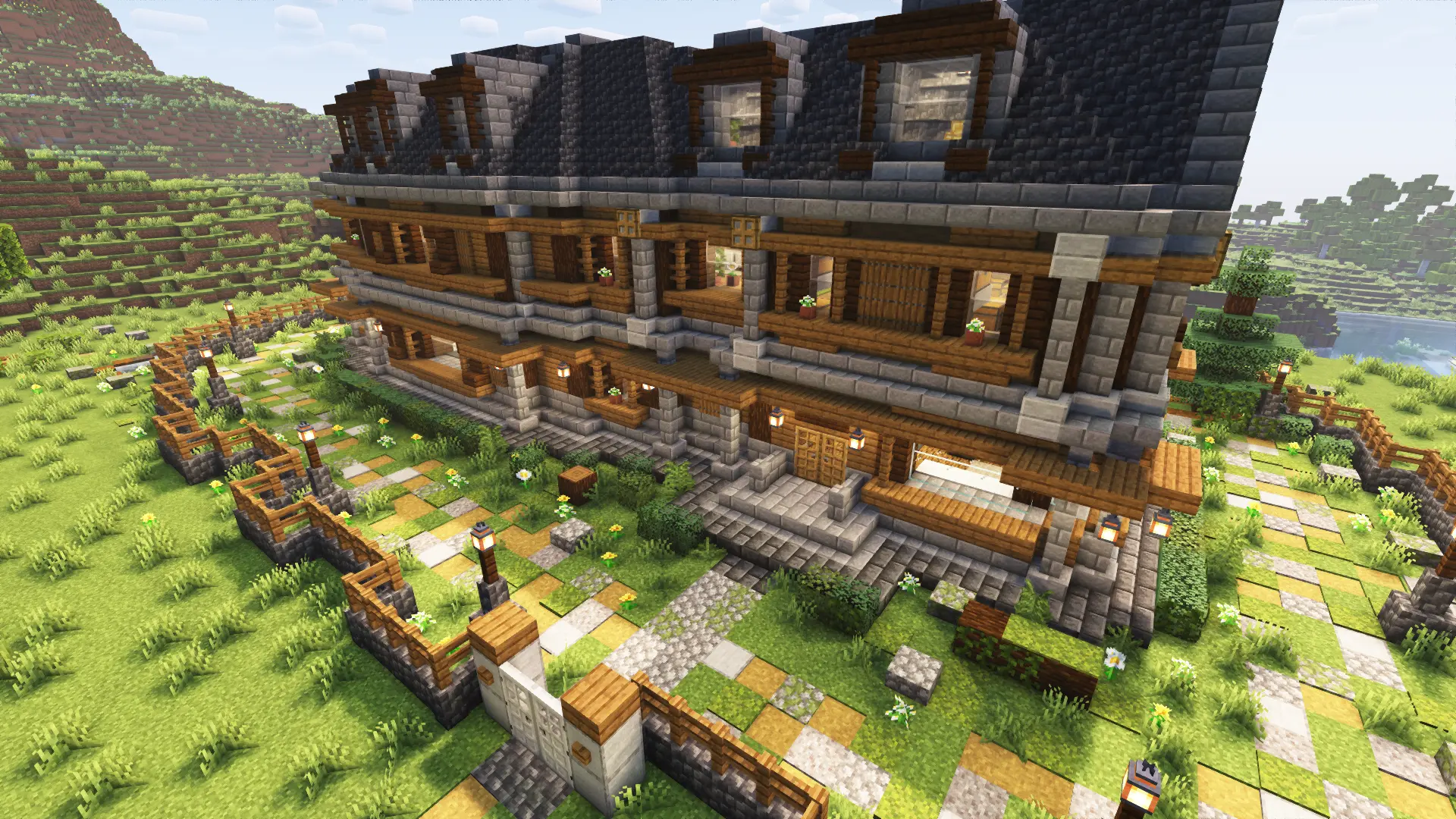 Large Wooden Spruce House With Balcony - Minecraft Worlds - CurseForge