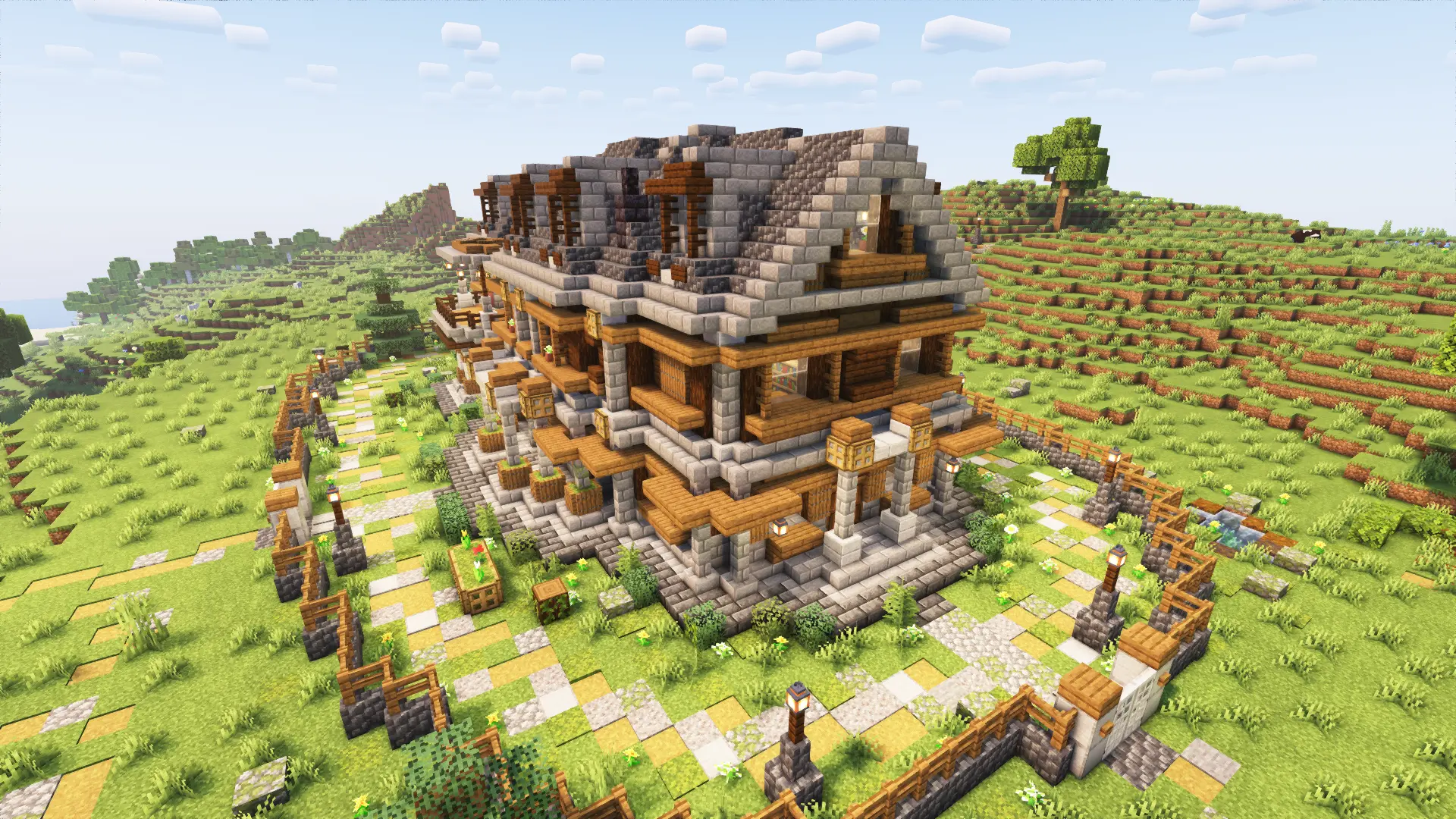 Large Wooden Spruce House With Balcony - Minecraft Worlds - CurseForge