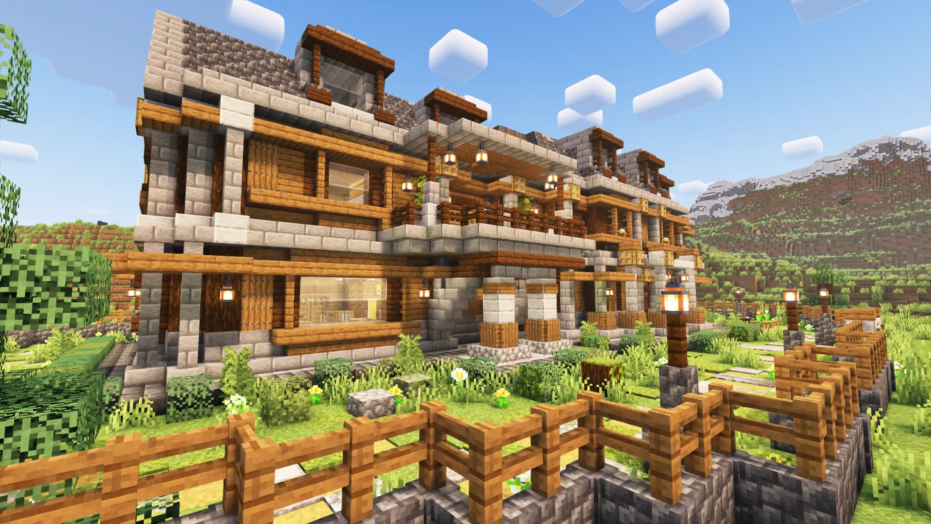 Large Wooden Spruce House With Balcony - Minecraft Worlds - CurseForge