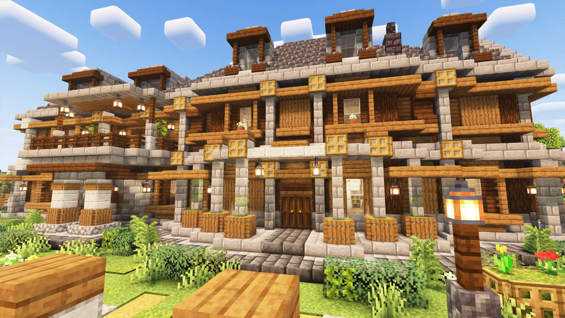 Large Wooden Spruce House With Balcony - Minecraft Worlds - CurseForge