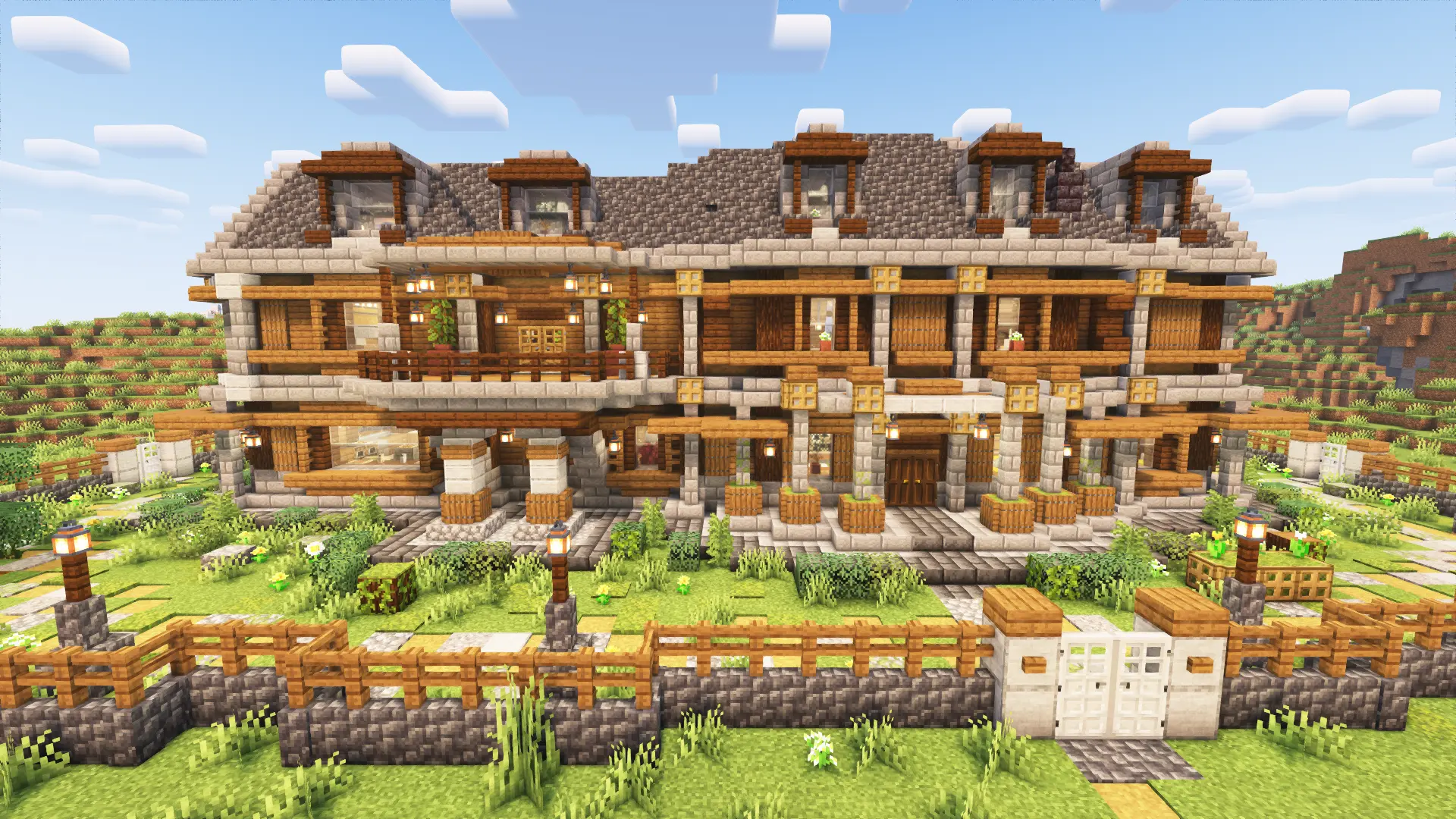 Large Wooden Spruce House With Balcony - Minecraft Worlds - CurseForge