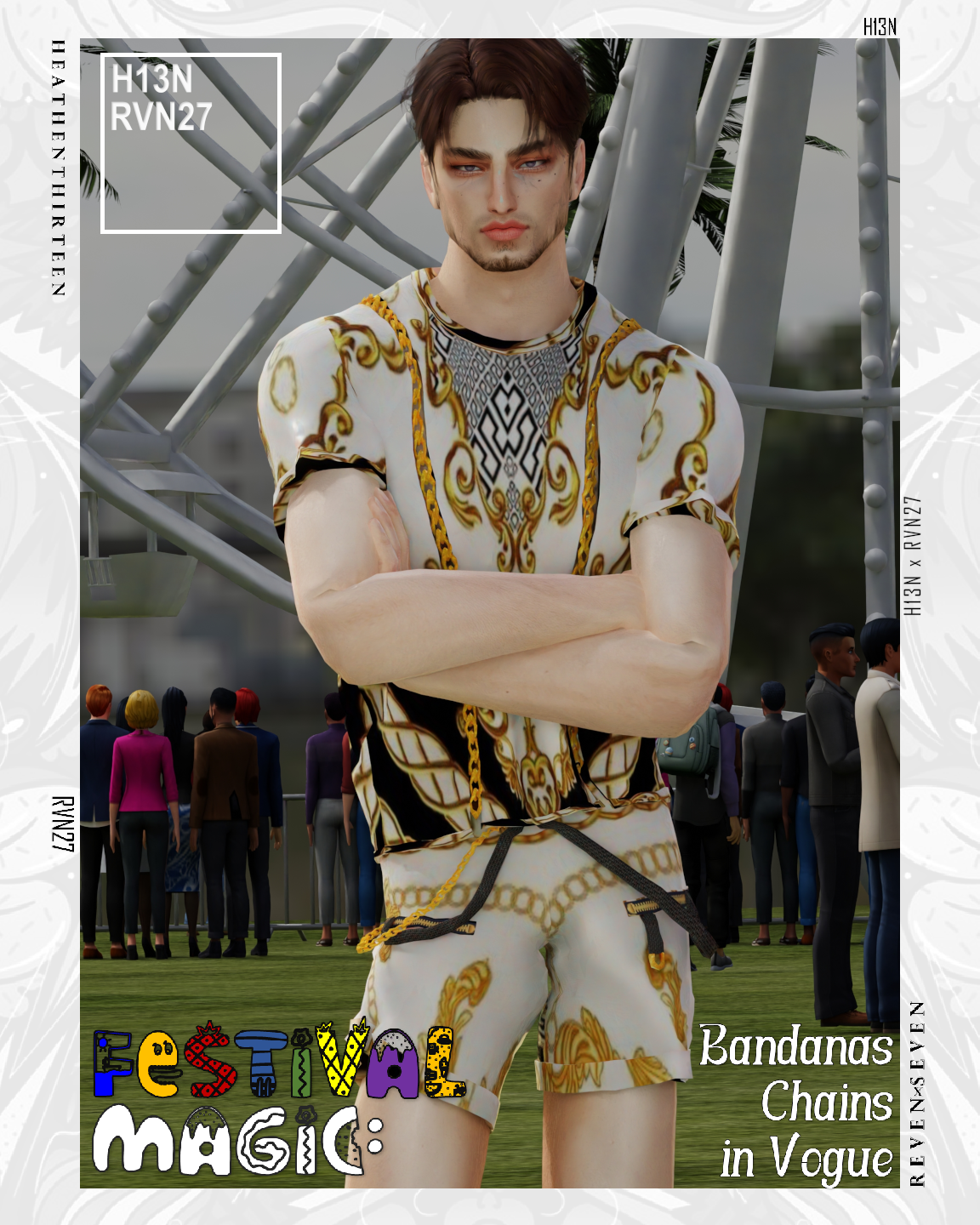Stylish Strap Gold Chain Accessory Linen Shorts at The Sims 4 Nexus ...