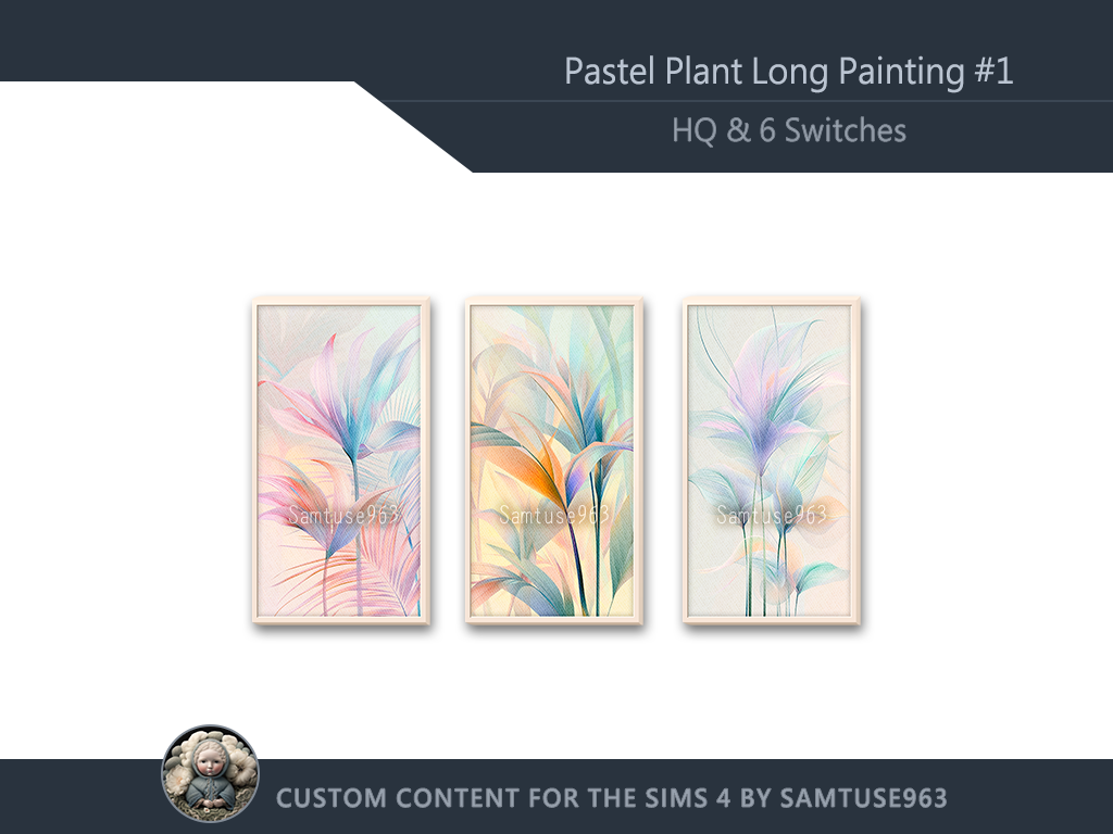 HQ Pastel Plant Long Painting #1 Sellable Extra D Samtuse963 - The Sims 4 Build / Buy - CurseForge