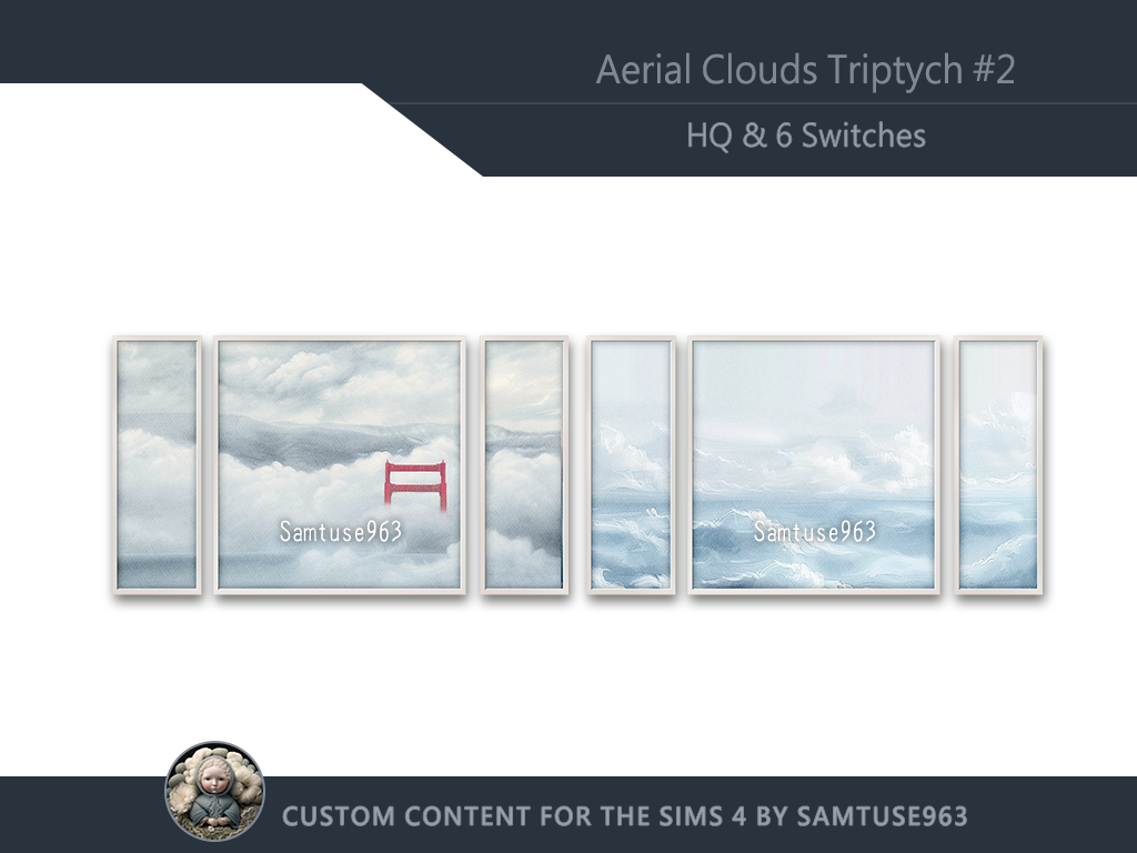 HQ Aerial Clouds Triptych #2 Sellable Extra E Samtuse963 - The Sims 4 ...