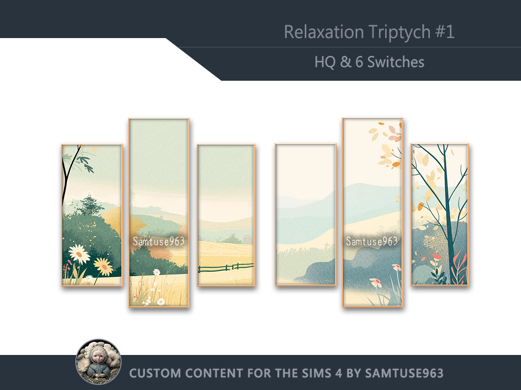 HQ Relaxation Triptych #1 Sellable Extra B Samtuse963 - The Sims 4 Build / Buy - CurseForge