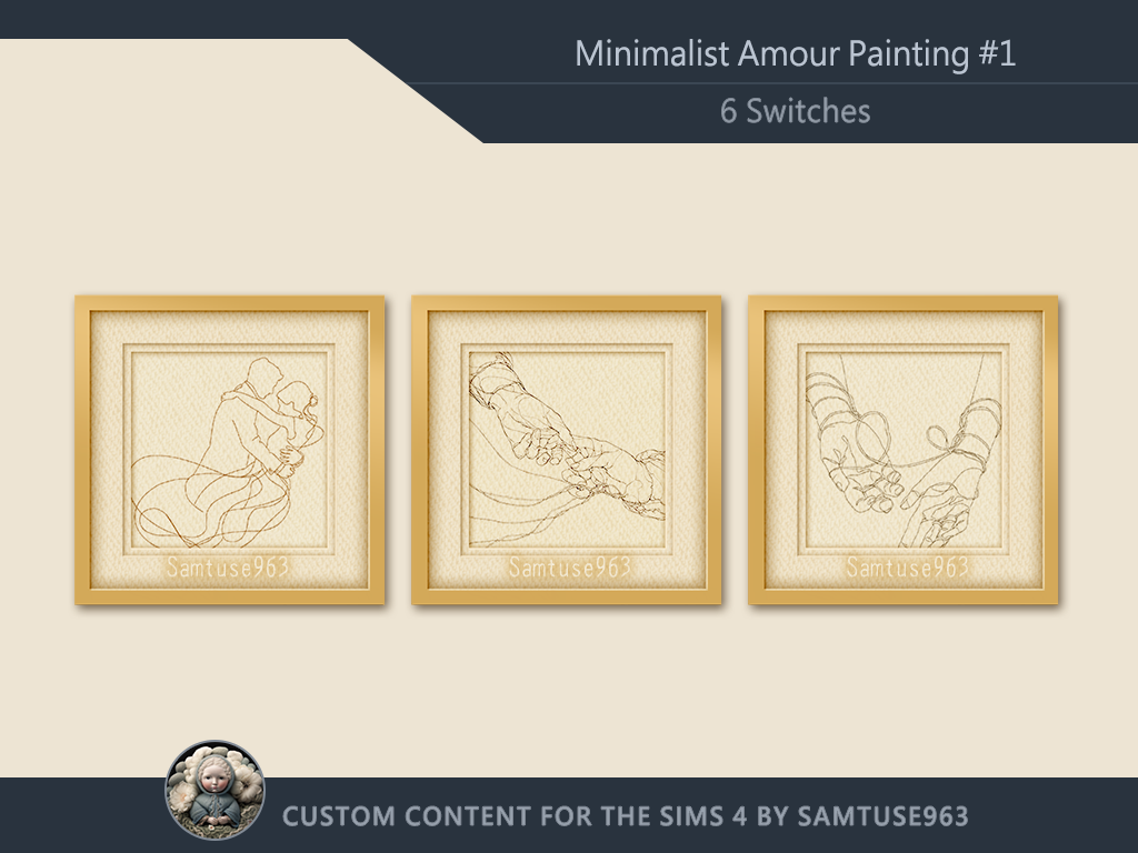 Minimalist Amour Square Painting #1 Sellable Extra C Samtuse963 - The Sims 4 Build / Buy ...