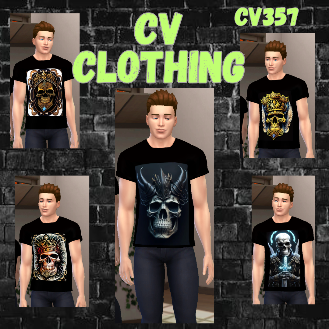 clothing cv357 black t-shirt with skull ( base game compatible ...