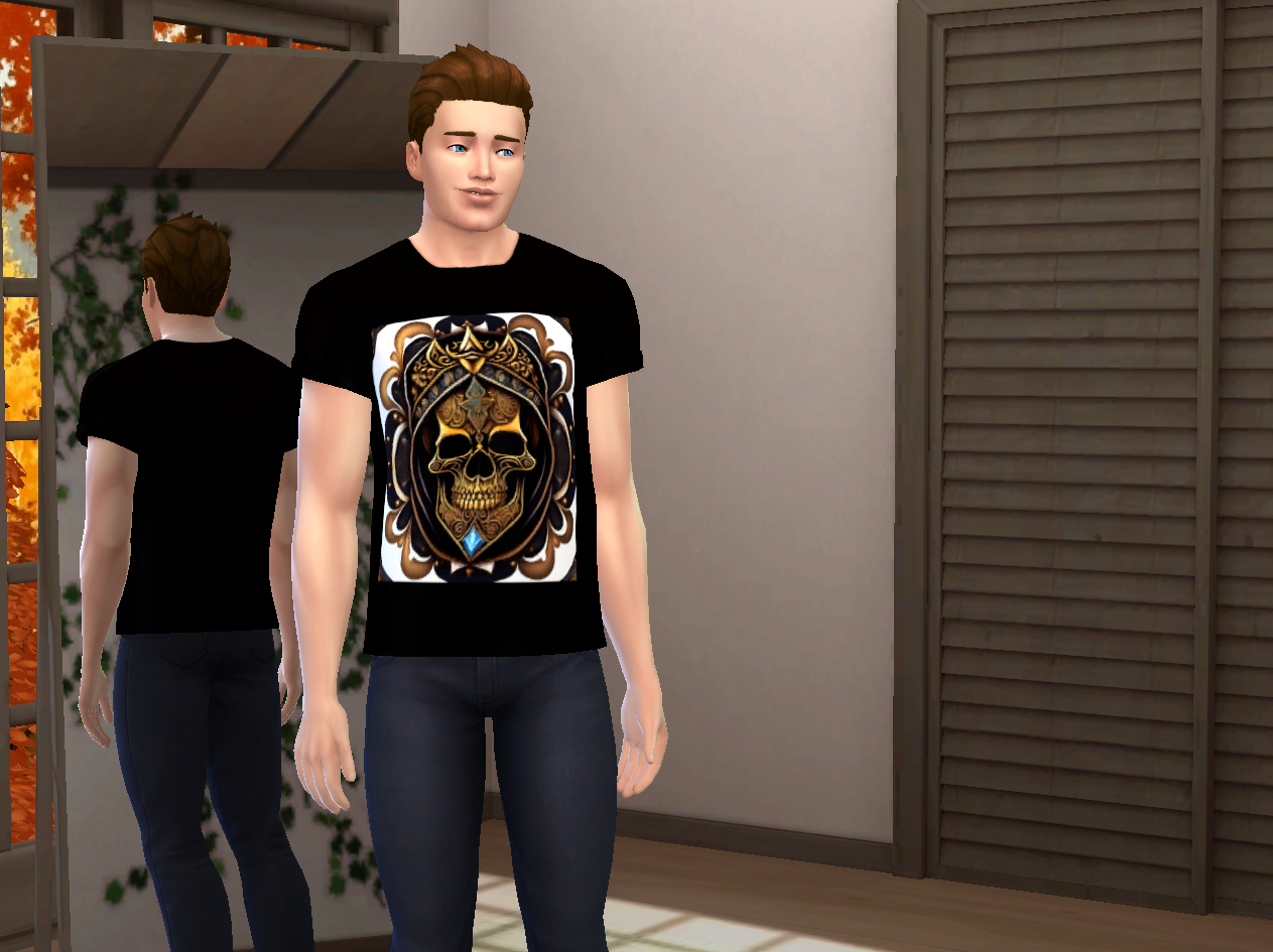 clothing cv357 black t-shirt with skull ( base game compatible ...