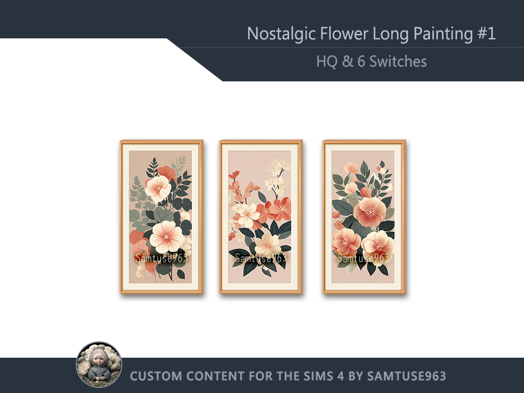 HQ Nostalgic Flower Long Painting #1 Sellable Extra D Samtuse963 - The Sims 4 Build / Buy ...