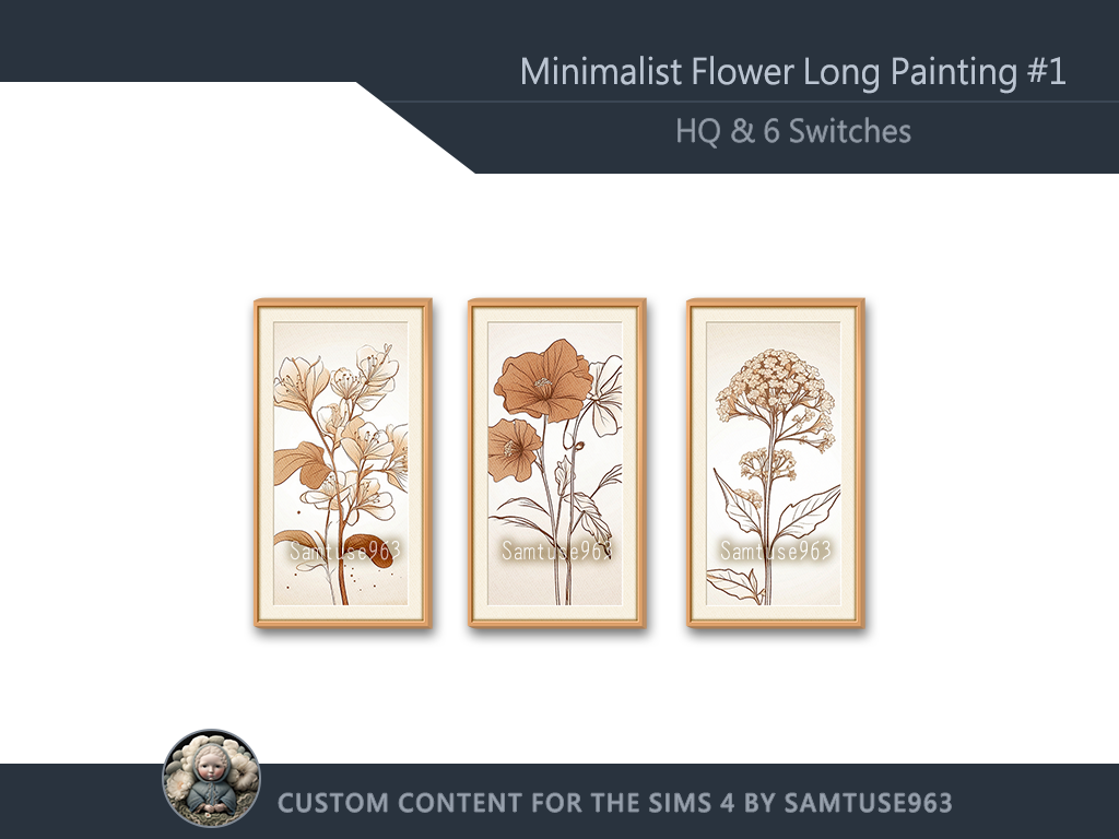 HQ Minimalist Flower Long Painting #1 Sellable Extra D Samtuse963 - The Sims 4 Build / Buy ...