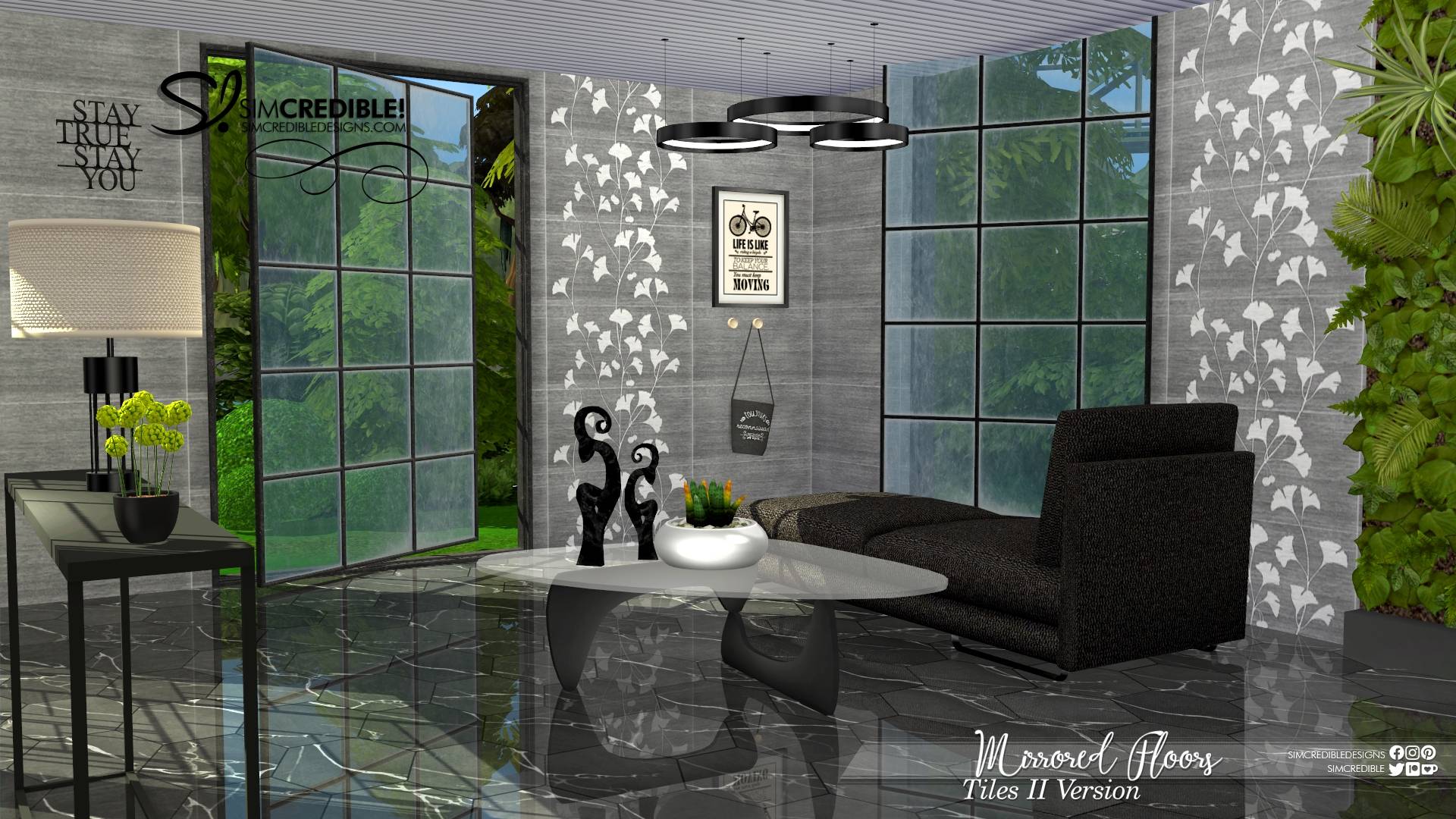 Reflection Mirror Floors Sims 4 Seventies Retro Vinyl Flooring, Large