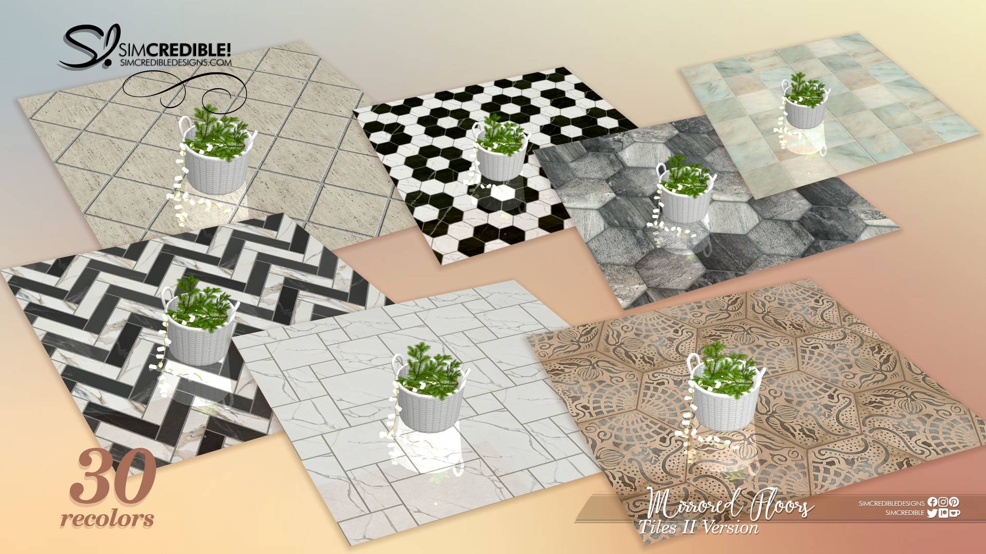 Mirrored Floors Tiles II - by SIMcredible - Gallery - The Sims 4 Build ...