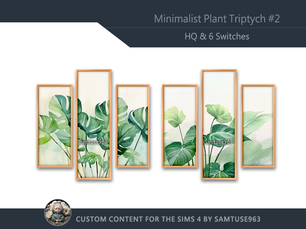 HQ Minimalist Plant Triptych #2 Sellable Extra B Samtuse963 - The Sims 4 Build / Buy - CurseForge