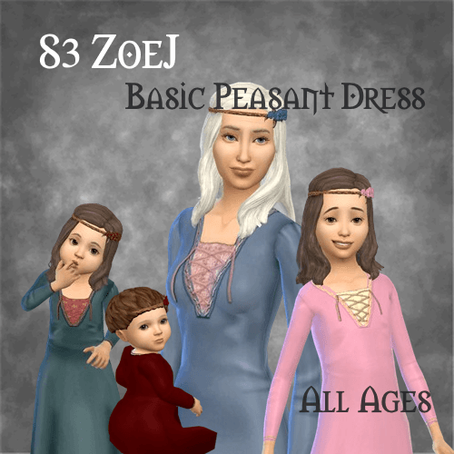 Basic Medieval Peasant Dress for all ages - Gallery - The Sims 4 Create ...