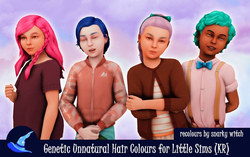 (KR) Genetic Unnatural Hair Colours for Little Sims - The Sims 4 Create ...