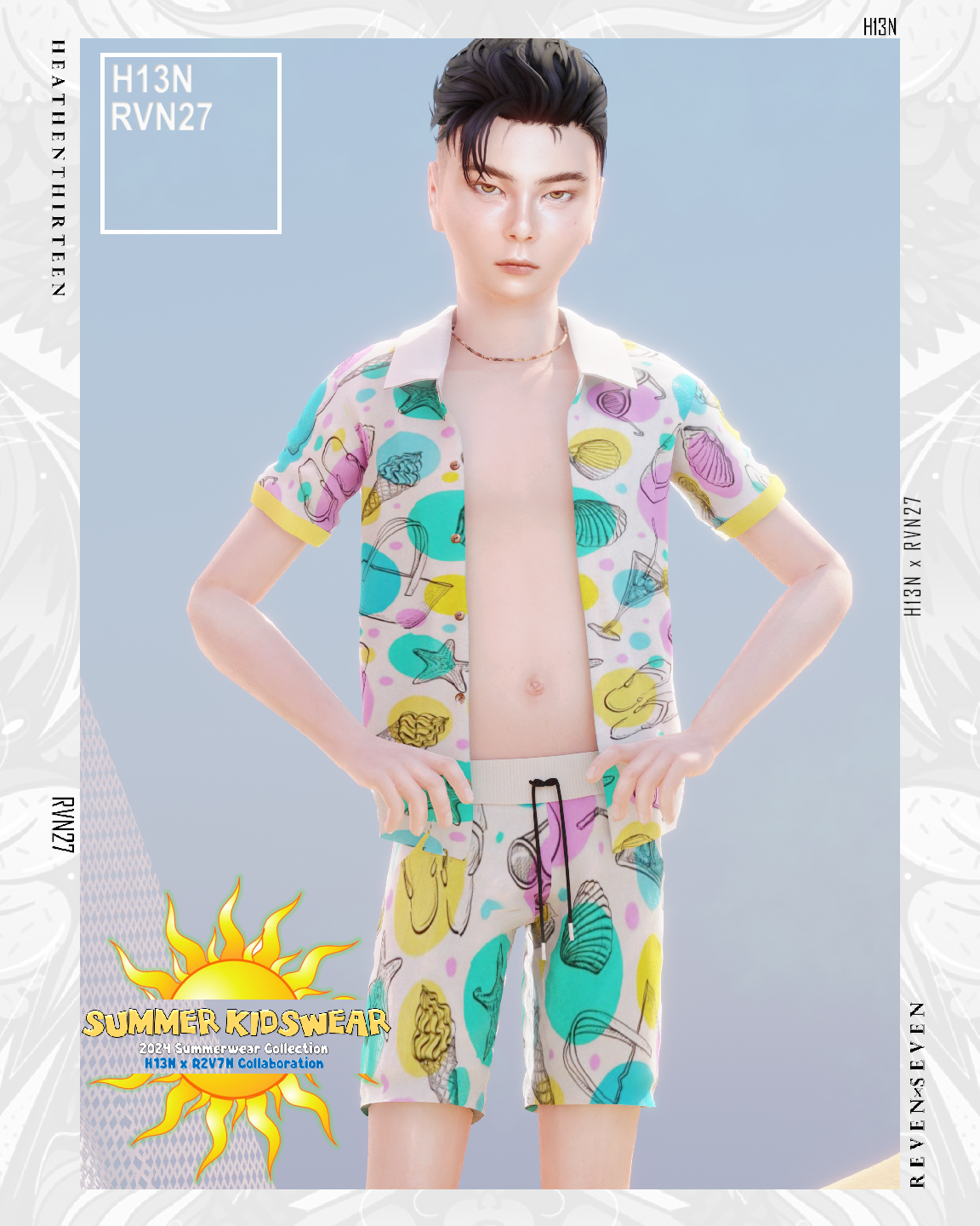 Boy's Button Up Short Sleeve Summer Shirt - The Sims 4 Create a Sim ...