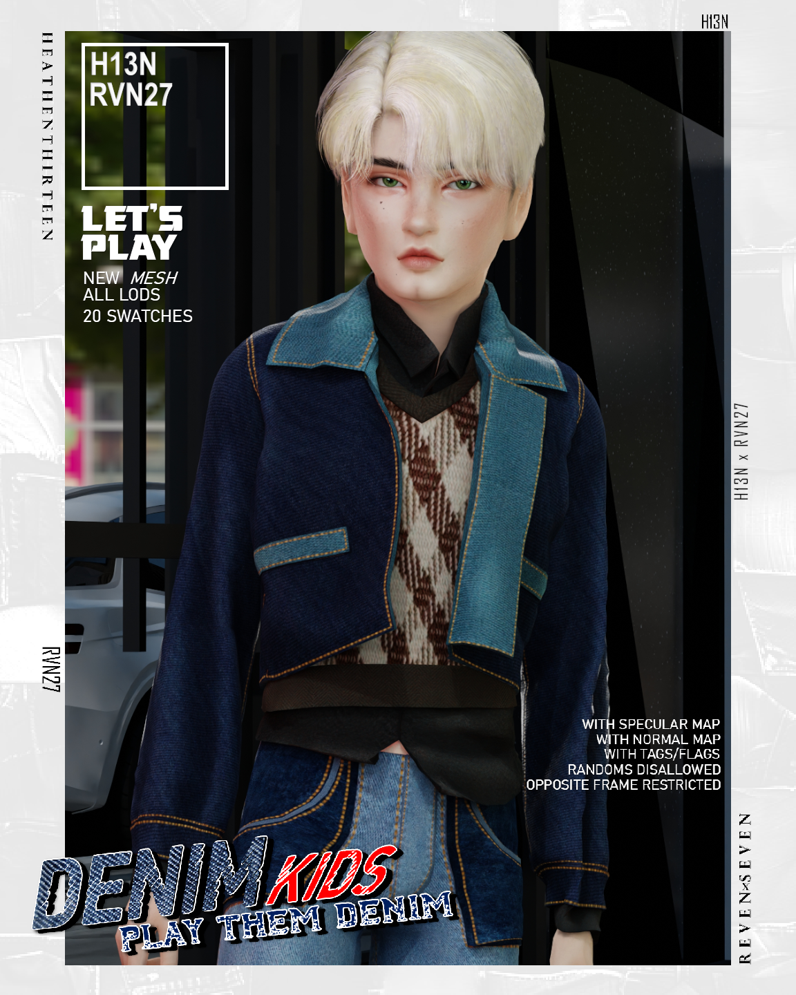 Child's Stylish Denim Jean Jacket with Vest and Suit - The Sims 4 ...