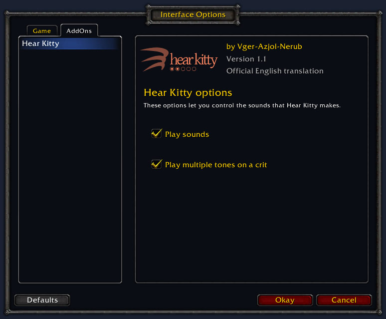Hear Kitty - World of Warcraft Addons - CurseForge