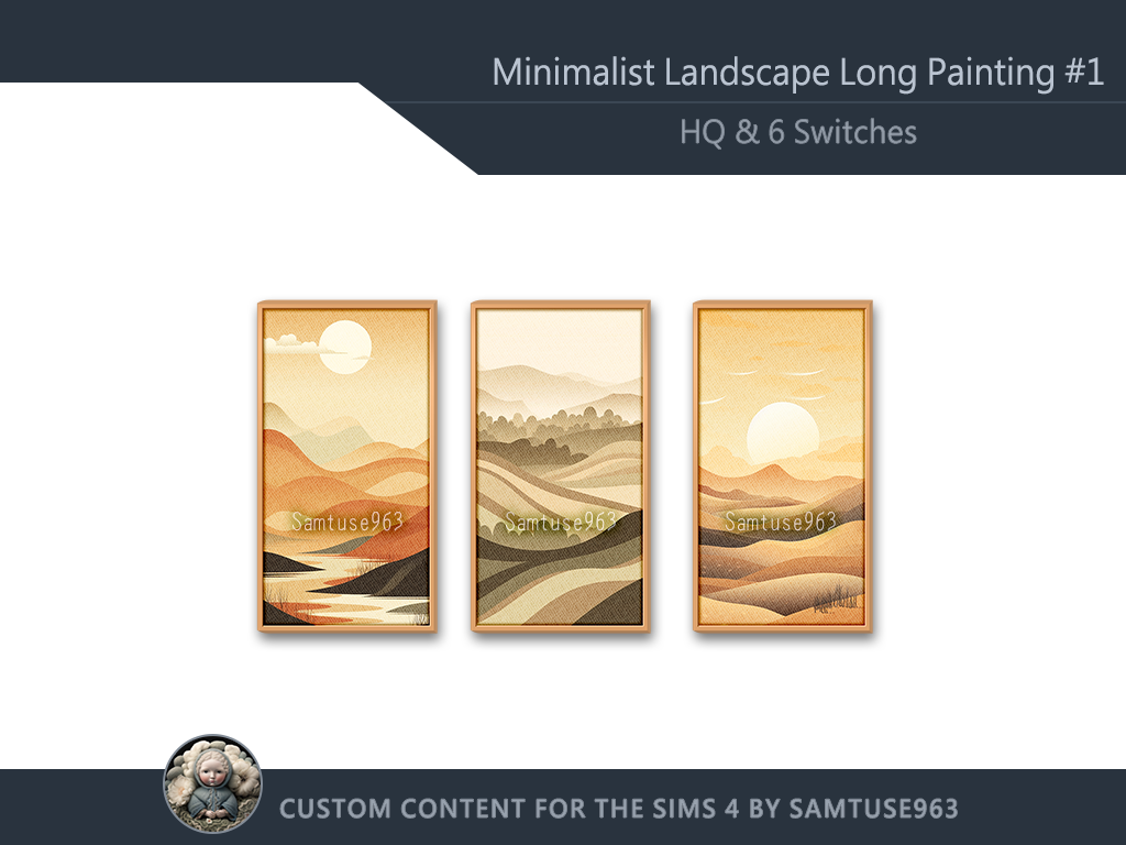 HQ Minimalist Landscape Long Painting #1 Sellable Extra D Samtuse963 - The Sims 4 Build / Buy ...