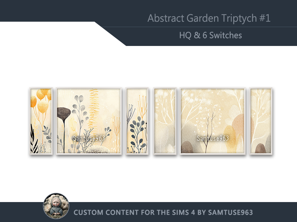 HQ Abstract Garden Triptych #1 Sellable Extra E Samtuse963 - The Sims 4 Build / Buy - CurseForge