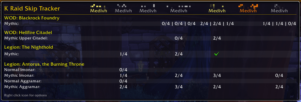 K Raid Skip Tracker - Gallery - World of Warcraft Addons - CurseForge