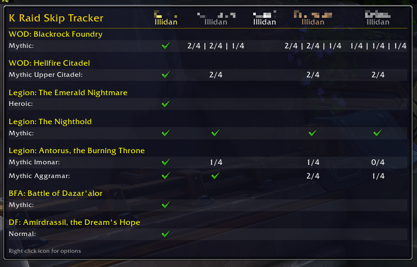K Raid Skip Tracker - Gallery - World of Warcraft Addons - CurseForge
